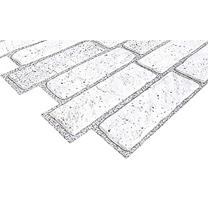 Retro-Art 3D Wall Panels, Pack of 10, Old Brick in White, PVC, 17.5" x 23.75", Cover 28.86 sq.ft. 571OG