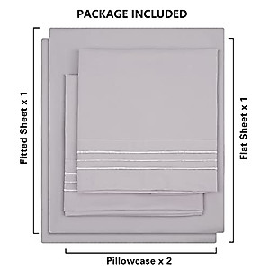 Dekoresyon King Size Sheet Set, 4Pcs Extra Soft Breathable Cooling Bed Sheet Set with Deep Pockets & Wrinkle Free, Ultra Soft Hotel Luxury Bedding Sheets & Pillowcases(King,Light Gray)