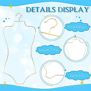 Body Shape Bikini Hanger Wire Body Shape Display Hangers Metal Lingerie Hangers Bathing Suit Hangers Swimsuit Hanger Bikini Swimwear Hanger for Clothes Coat(Gold, 16 Pcs)