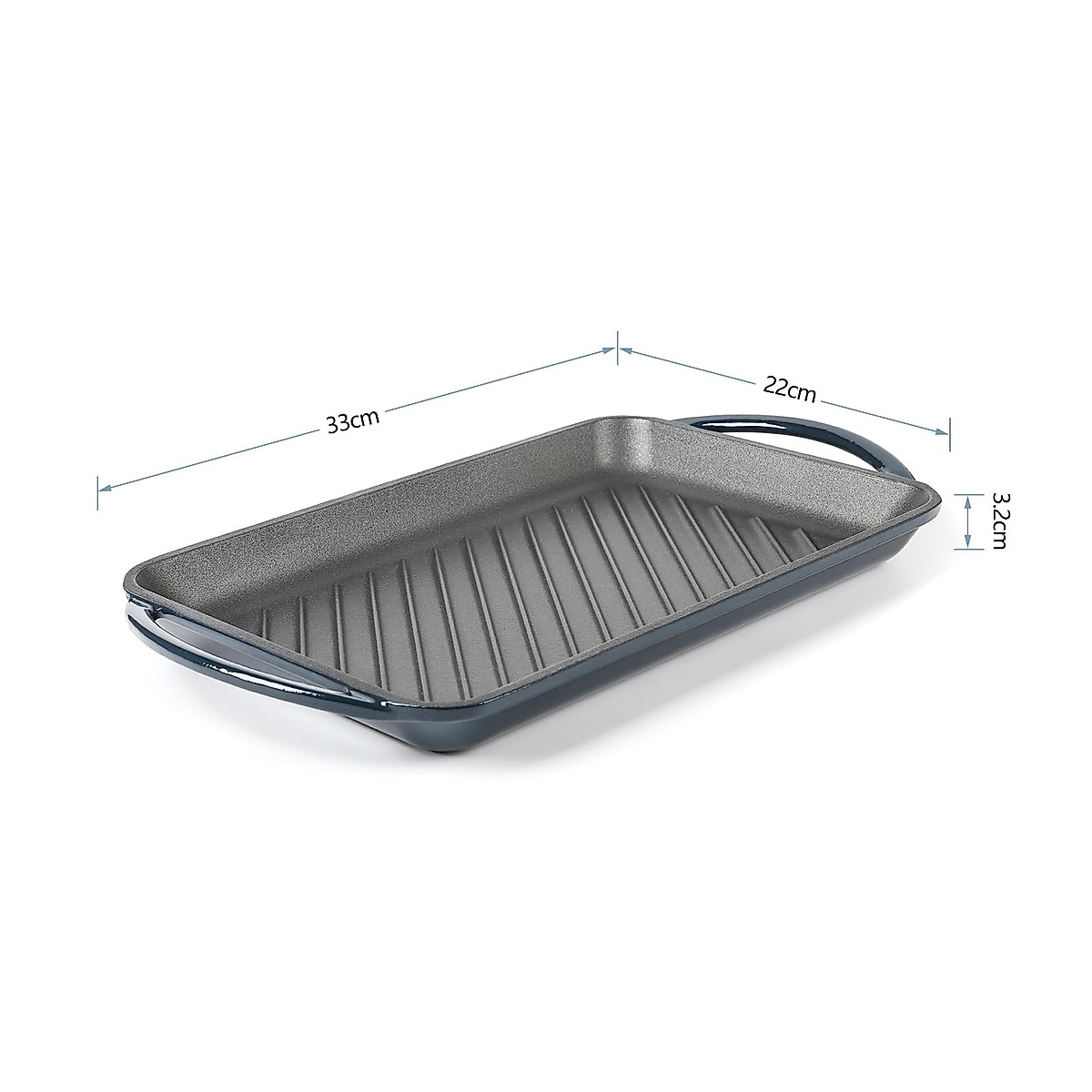 Enameled Cast Iron Rectangular Grill Pan with Double Loop Handles, Rectangular Griddle, Dutch Oven Baking Pan with Handles, Yellow