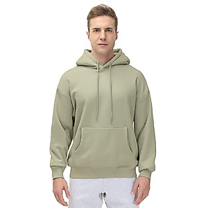 THE GYM PEOPLE Men's Fleece Pullover Hoodie Loose Fit Ultra Soft Hooded Sweatshirt With Pockets Light Green