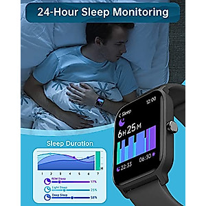 Smart Watches for Men Women (Answer/Make Call), Alexa Built in, 1.8" Full Touch Screen Fitness Tracker with Heart Rate SpO2 Sleep Monitor IP68 Waterproof Smartwatch for iPhone Android Phones, Black