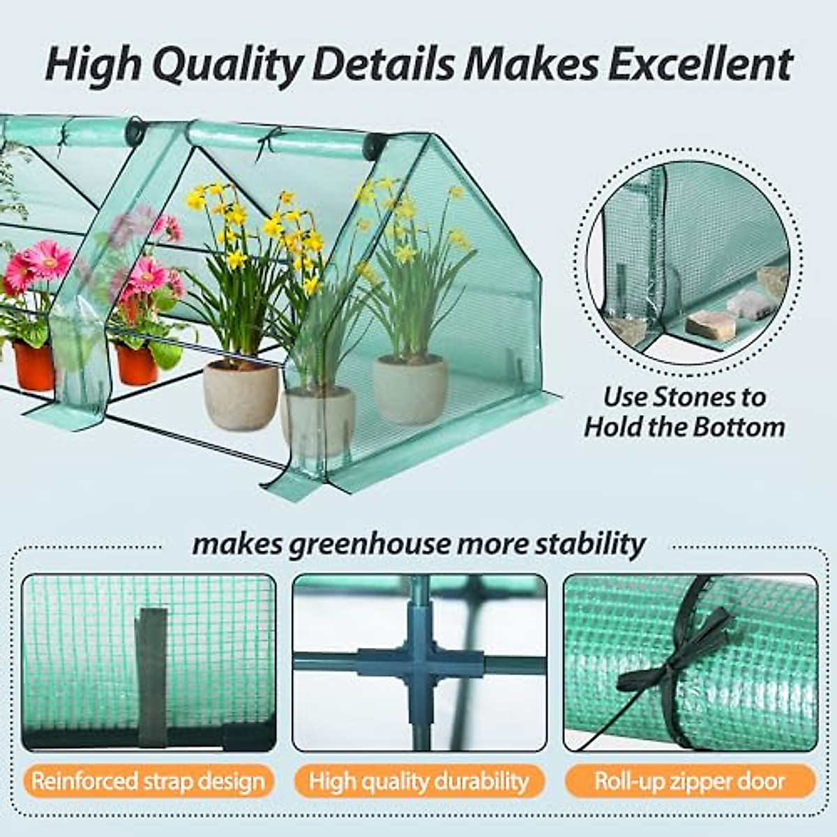 Funny Sunny Portable Mini Greenhouse, Outdoor Garden Greenhouse with Roll Up Door & Double Zipper, Waterproof & UV Protected Plastic Greenhouse for Indoor Outdoor Patio Backyard Nursery Vegetable