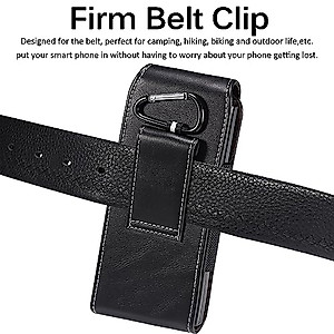 Miimall Compatible Samsung Galaxy Z Fold 5/4/3/2 Phone Pouch Holster Belt Case, Leather Pouch with Carabiner +Magnetic Closure for Fold Phone Holster Pouch for Galaxy Z Fold 5/Z Fold 4/3/2(Black)