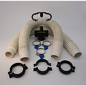 OHIO SUPPLY Double Basin Simple Drain-Flexible Rubber Trap and Connectors For 2-Bowl Standard or Disposal Sink Drains, White