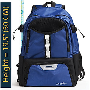 Athletico Turf Lacrosse Bag - Extra Large Lacrosse Backpack - Holds All Lacrosse or Field Hockey Equipment - Two Stick Holders and Separate Cleats Compartment (Blue)