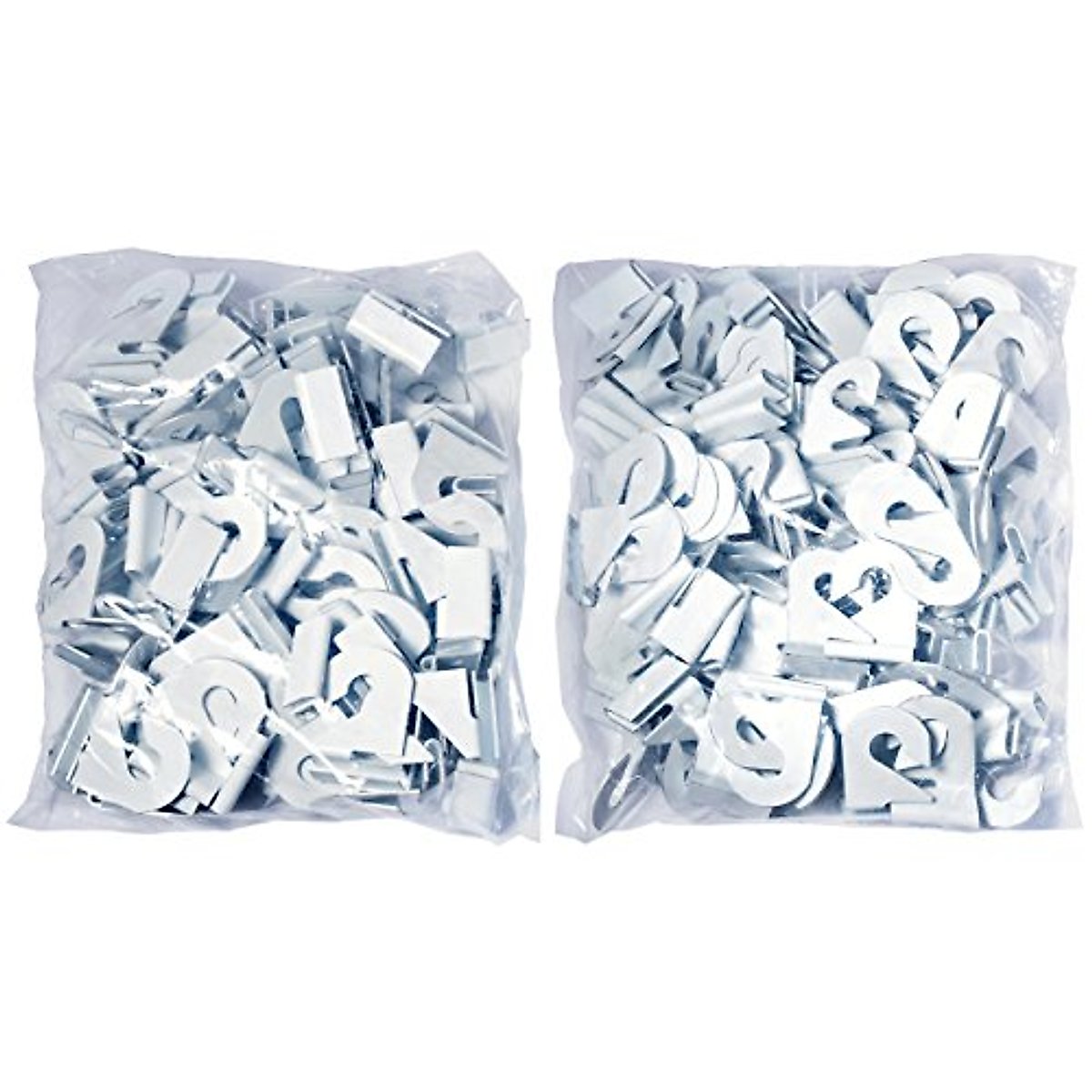GlossyEnd Pack of 50 Pairs - High Strength Aluminum Two Piece Ceiling Hooks for Drop-Ceiling T-Bars, 50 Right and 50 Left, White Enamel Finish, Holds up to 15 lbs. 1" W x 1 ½"H
