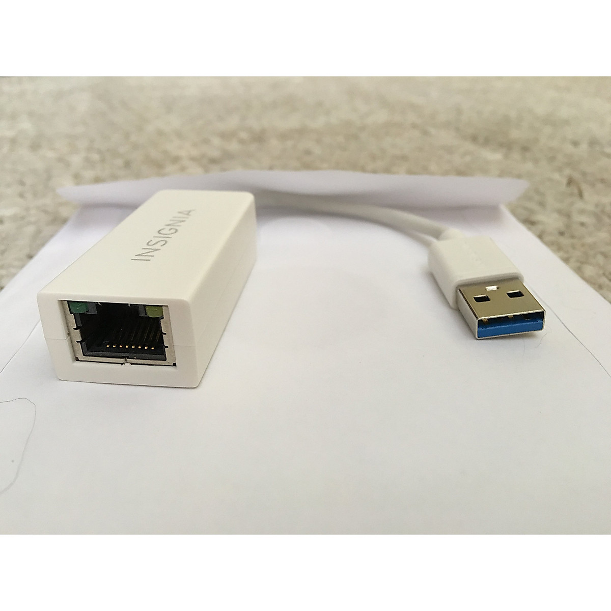 Insignia - USB 3.0-to-Gigabit Ethernet Adapter - White