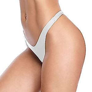 Women Brazilian Thong Bikini High Cut Swimwear Panty Sexy Beachwear Brief Fashionable Stretch Underwear Plain Lingerie White
