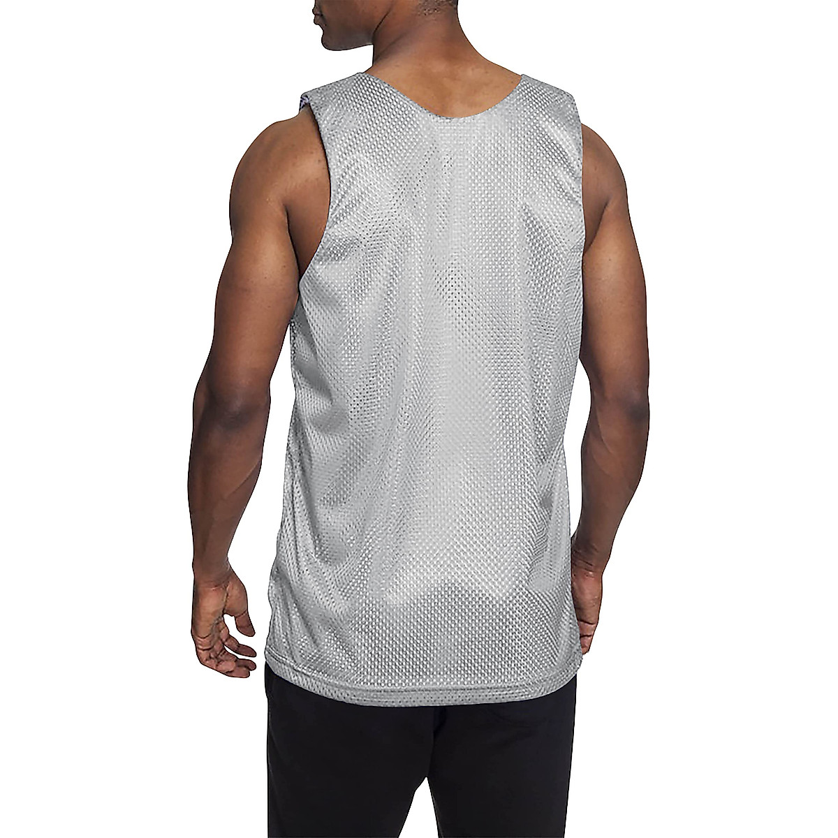 Mens Reversible Basketball Jersey Premium Moisture Wicking Mesh Tank Top (Large, 1ih05_Light Gray)