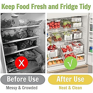 HausArtX Large Fridge Organizer Bins, Fridge Fruit Storage Containers with Removable Colander, BPA-Free, for Keeping Meat, Vegetable, Egg & Fruit Fresh (3 Packs)