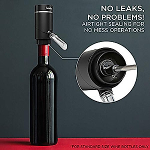 Ivation Electric Wine Aerator and Dispenser | Rechargeable Automatic Wine Pourer with Touch Button Control, Precision Spout, On/Off Aeration, Extension Tube and Micro USB Cable | Just Press to Pour!