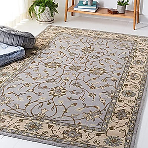 SAFAVIEH Heritage Collection Area Rug - 8' x 10', Beige & Grey, Handmade Traditional Oriental Wool, Ideal for High Traffic Areas in Living Room, Bedroom (HG862A)