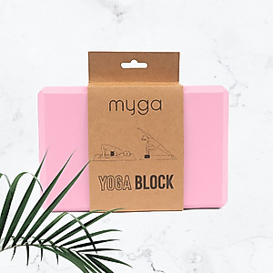 Myga High Density, Soft Cork Yoga Block (Dusty Pink) - Lightweight, Non-Slip, Portable and Odor Resistant Stretching Blocks for Splits