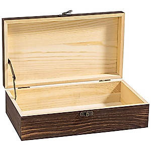 Dedoot Unfinished Wooden Box with Hinged Lid 9.7x5.5x2.7 Inch Rectangle Keepsake Box Clasp Wood Box, Storage Box for DIY Crafts, Home Deocration, Jewelry,Brown