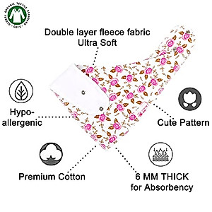 CIVARUA KIDS Baby Bandana Drooling Bibs for Girls, 8 Pack Soft and 100% Organic Cotton Bandana Bibs for Drooling and Teething, Unisex Teething Bibs Set for Infant (Printing)