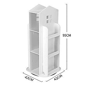 HM&DX 360° Rotating Children's Bookshelf,Cartoon Books Rack Floor Simple Child Book Shelf for Home Bookcases Furniture