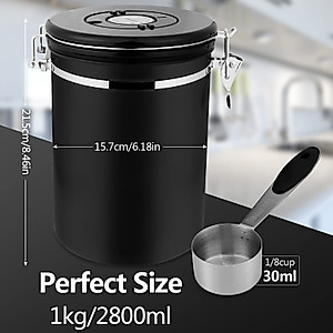 ZWOOS 2 lbs Coffee Canister for Ground Coffee, Coffee Bean Containers, Coffee Storage Airtight Canister with Scoop, Black, 2800 ml