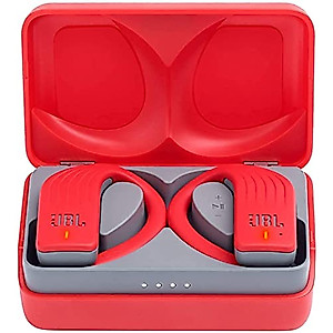 JBL TWS True Wireless in-Ear Headphones Bundle with Deluxe Hardshell Case (Endurance Peak, Red) (Renewed)