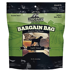 Redbarn All-Natural Bargain Bag Variety Pack of Premium Dog Chews - Grain-Free Dental Treats for All Breeds- Made in USA with No Artificial Ingredients - 2 lb. Bag