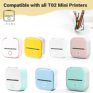 Ponek T02 Pocket Sticker Printer - T02 Black On White Self-Adhesive Paper, Thermal Paper 50mm x 3.5m, 3 Rolls, Keep for 10 Years,T02 Gree Mini Sticker Printer for Journal, Notes, Memo