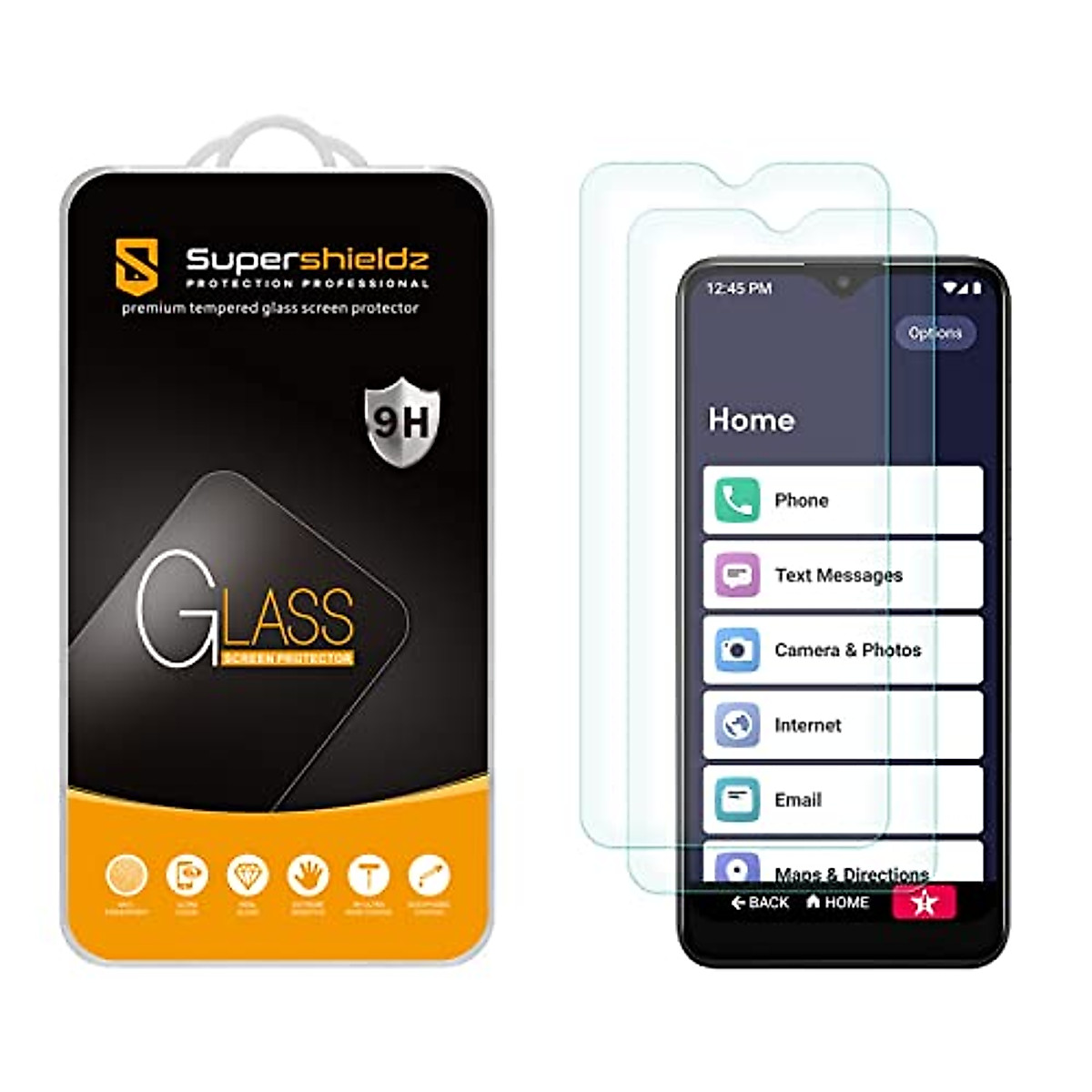 Supershieldz (2 Pack) Designed for Lively Jitterbug Smart3 Tempered Glass Screen Protector, Anti Scratch, Bubble Free