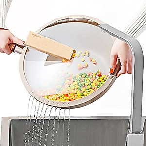 Taste plus Deep Frying Pan with Glass Lid, Small Skillets Nonstick with Lid,Small Saute Pan with Wooden Handle 9.5inch