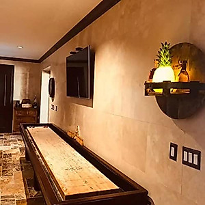 Whiskey Barrel Shelf Hand Crafted Liquor Bottle Display Vintage Round Wine Shelf Wooden Wall Mounted Wine Rack 7 Wine Bottle Round Shelf Wall Display Decoration for Home Bar Kitchen Cabinet