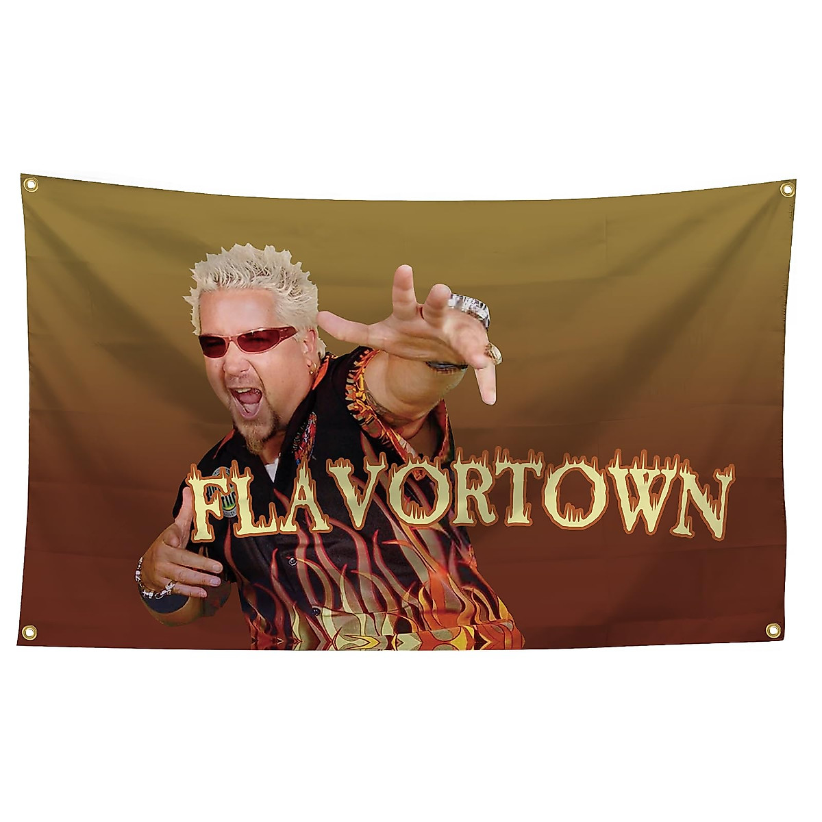Guy Fieri Flavortown Flag ，3x5 Feet Flag Funny Poster Durable Man Cave Wall Flag with Brass Grommets This beautiful entertaining banner flag for College Dorm Room Decor,Outdoor, events, festivals..