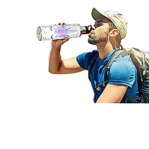 Star Flowers Unicorn Water Bottle with Straw Lid Double Wall Thermos Bottle Vacuum Insulated Flask Stainless Steel Water Bottle for Gym Outdoor 20 OZ