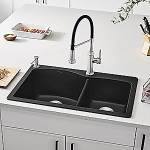 BLANCO 440215 Diamond Silgranit 60/40 Double Bowl Undermount or Drop Kitchen Sink, 33" L X 22" W, Anthracite
