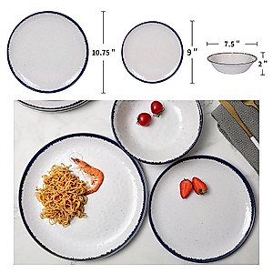 Marjoy Melamine Dinnerware Sets- 12pcs Melamine Plates and Bowls Set for 4, Suitable for Indoor and Outdoor Use, Dishwasher Safe Unbreakable