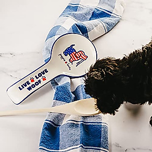 Pavilion Gift Company Pavilion-USA-Live Love Woof-9.25" spoon rest, White