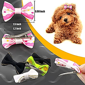 YAKA 60PCS (30 Paris) Cute Puppy Dog Small Bowknot Hair Bows with Metal Clips Handmade Hair Accessories Bow Pet Grooming Products (60 Pcs,Cute Patterns)