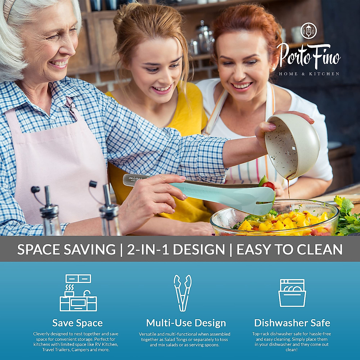 Salad Tongs for Serving - Salad Serving Utensils - Salad Tongs Dishwasher Safe - Plastic Salad Tongs - Salad Servers - Salad Hands - Salad Spoons for Serving - Nesting Salad Tongs - Salad Mixing Tongs