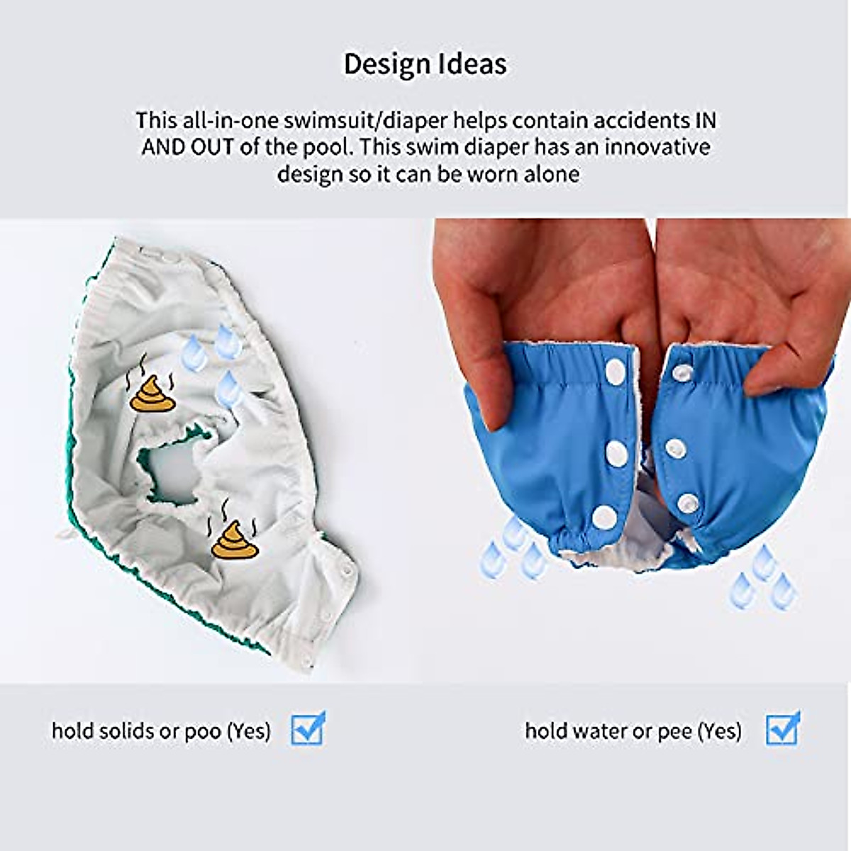 Ijnuhb Washable Baby Swim Diaper Reusable Swimming Diapers for Toddler Swimwear Pants 0-3 Years Boys Shower Gifts (Blue,6 Months)