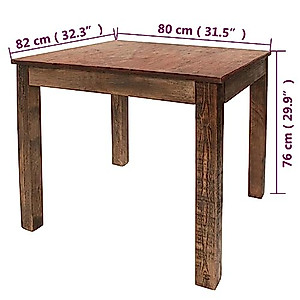 YPWRENH Snack Table Kitchen Tables Dining Table Solid Reclaimed Wood 32.3"x31.5"x29.9" for Dining Room, Kitchen or Living Room