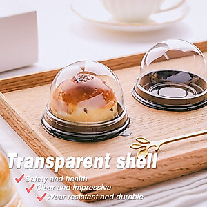 Clear Plastic Mini Cupcake Container,50 PC Mooncake Boxes Muffin Pod Dome Muffin Single Cupcake Holders Individual Cupcake Containers Plastic Disposable (Black, 50pc)