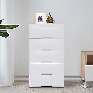 Miumaeov Plastic Drawers Dresser,Storage Cabinet with 5 Drawers, Closet Drawers Tall Dresser Organizer,Vertical Clothes Storage Tower,Home Furniture for Home Office, Hallway Entryway