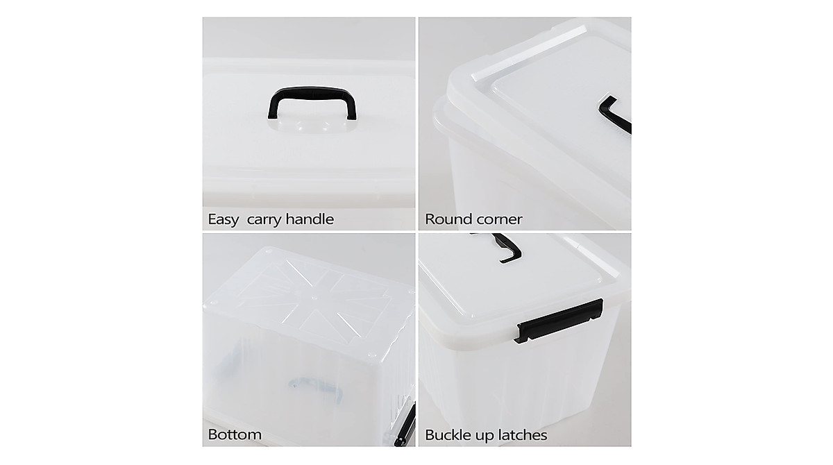 Ggbin 6 Pack Clear Latching Storage Boxes - 20L Bins
