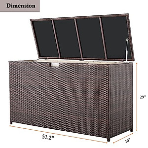 Verano Garden Outdoor Patio Storage Box Waterproof,120 Gallon Large Deck Box Wicker Storage Bin for Cushions, Garden Tools, Toys, Espresso Brown