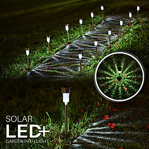 Outdoor Solar Lights Landscape Lighting: Deluxe 12 Pack Stainless Steel Solar Powered LED Patio Lights - Outside Pathway Deck Garden or Home Security Driveway & Backyard Path Light for Lawn or Walkway