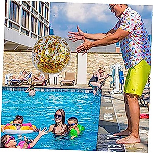 SAFIGLE 8 pcs Floating Beach Glitter Kids Color Gifts Toys Play Pool for Confetti Kid Fun Floatable Hawaii Favor Air Balls Bouncy Party Water Beachballs with Playing and Pump Sand Sequin