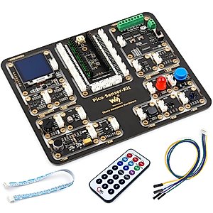 waveshare for Raspberry Pi Pico/Pico W/Pico WH, Raspberry Pi Pico Sensor Kit with Pico Expansion Board and 15 Detachable Sensors All-in-One Design, No Soldering and Wiring