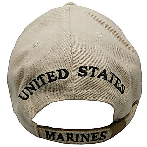 US United States Marine Corps U.S.M.C. Round Emblem Logo Khaki Adjustable Embroidered Cotton Hat Cap - Officially Licensed