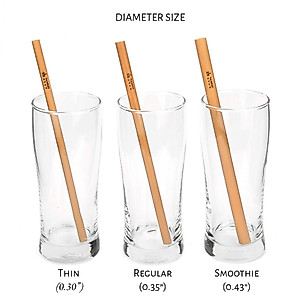 5 Bamboo Straw kit - Luxury Quality: 5 Reusable Straws of 20cm/7.9" from the SIGNATURE Line by Bamboo Step and a Cleaning Brush in a kraft paper box. (Regular Diameter Size: 0.35” / 9mm)