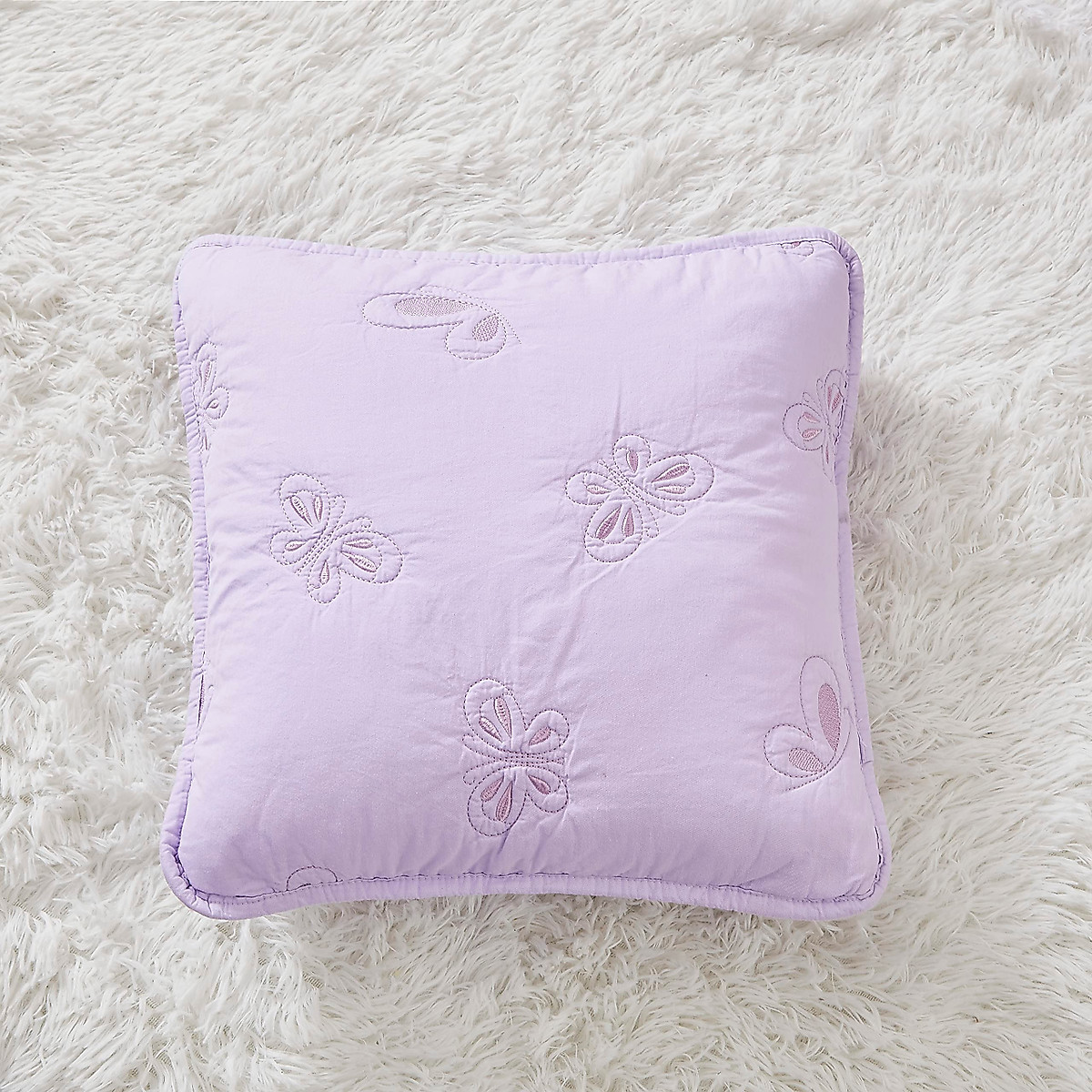 Brandream Purple Baby Girls Crib Bedding Set with Embroidered Butterfly Quilt, Crib Sheet, Crib Bed Skirt | 6-Piece Cotton Nursery Bedding Set