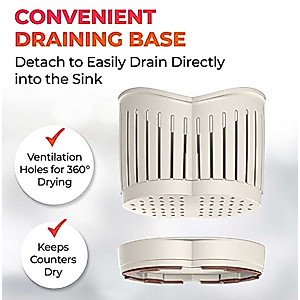 Mueller Kitchen Utensil Holder, Heavy Duty Flatware Drying Basket with Two Compartments, Non-Slip Base and Removable Divider for Easy Cleaning, European Made Countertop Drying Rack, Beige