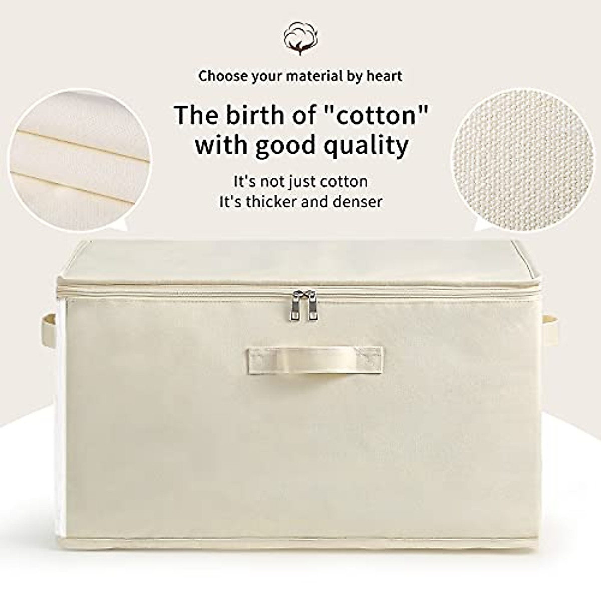 Vailando Large Canvas Comforter Storage Bags Closet Organizer for Clothes Sweater Clothes Organizer with Dual Zipper Three Carrying Handles for Blanket Closet Storage Container 1 Pack