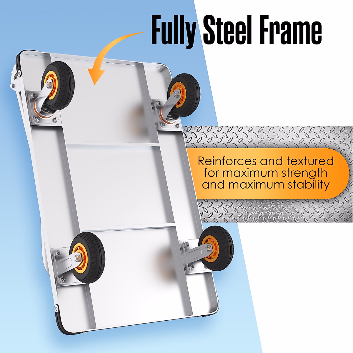 Houseables Platform Truck Cart, Flatbed Cart, Platform Cart, 2000 LB Capacity, Flat Cart, Flat Bed Cart, Foldable Push Cart Dolly, Flat Cart With Wheels and Handle, Platform Dolly, Heavy Duty, 36”x24”